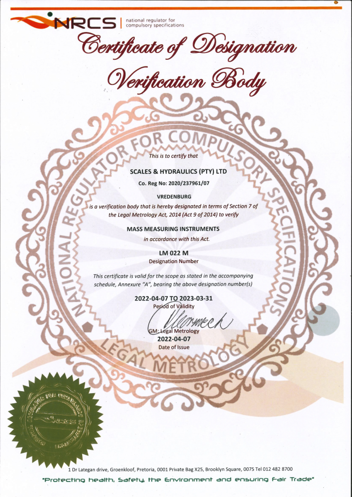 Certificate of Designation – SH Scales